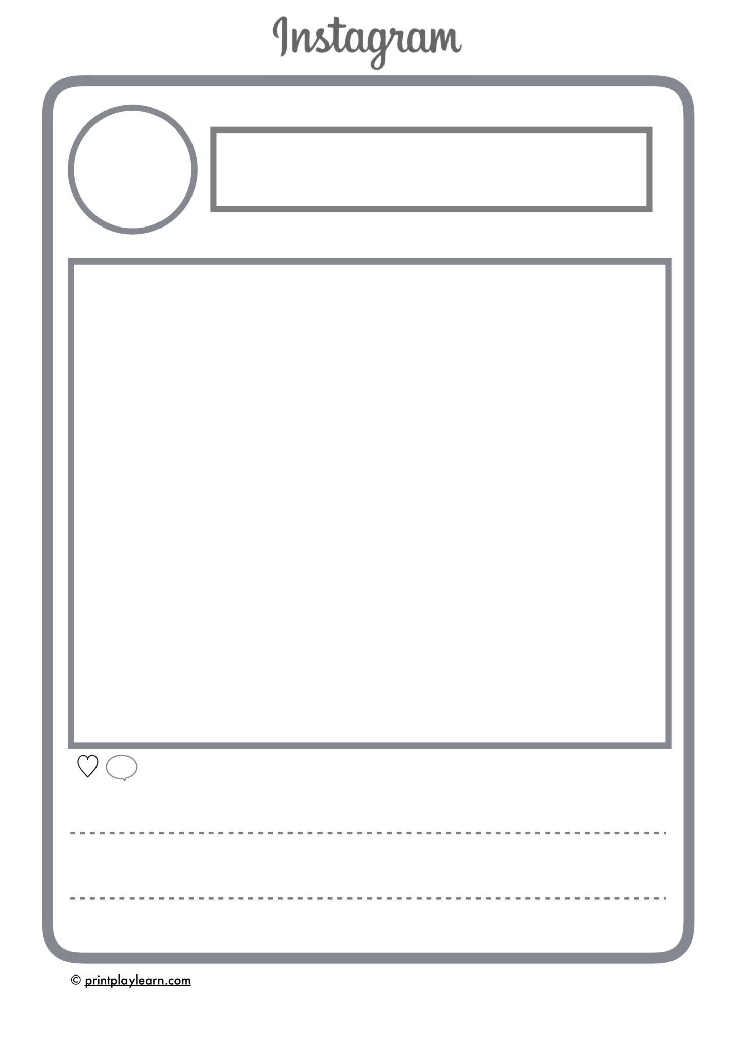 Printable Blank Instagram Template - Printable Template