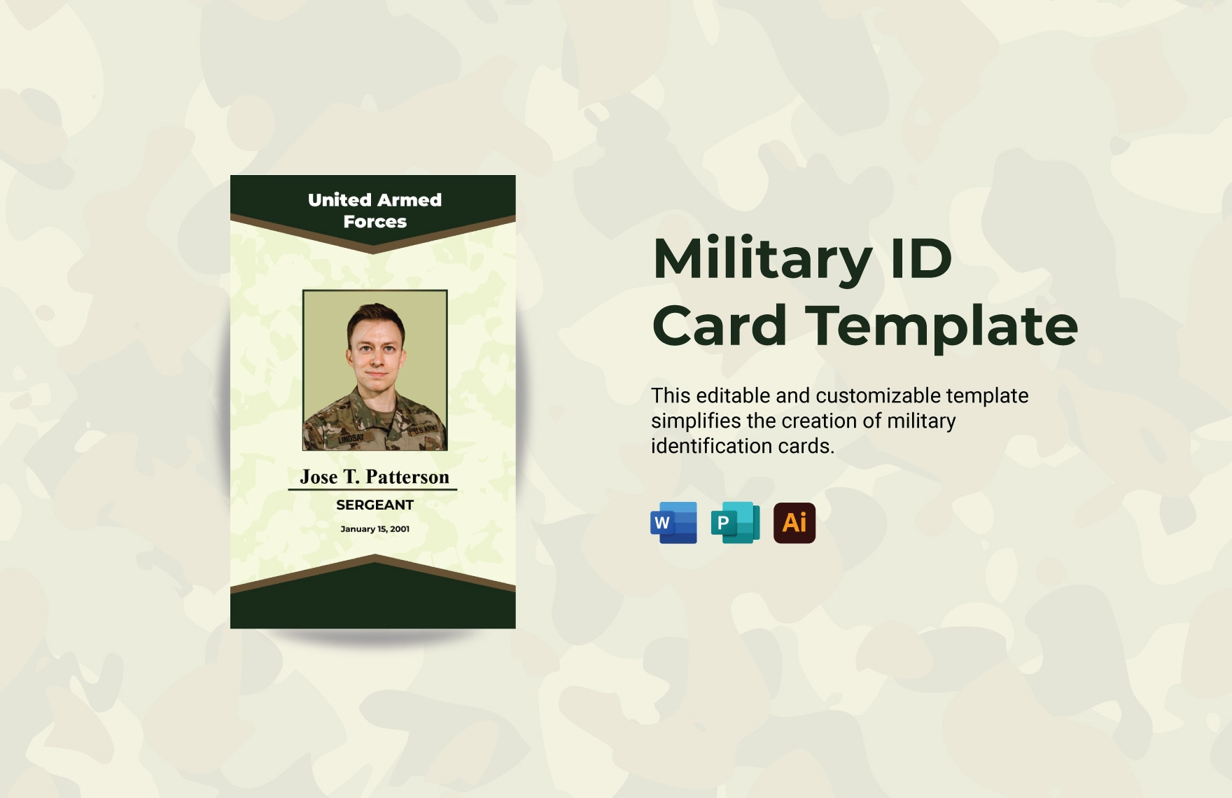 Printable Blank Military Id Card Template - Printable Template
